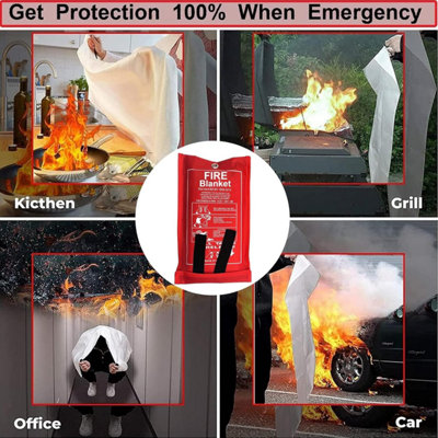 Fire Blankets Pack of 3 Emergency Fire Safety Blanket 1m x 1m Heat ...