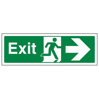Fire Exit Arrow Right Safety Sign - Adhesive Vinyl - 600x200mm (x3 ...