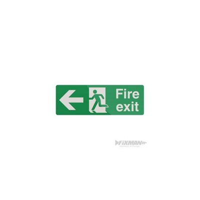 Fire Exit Left Arrow Sign - 400 x 150mm Self-Adhesive