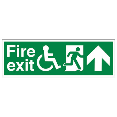 Fire Exit Sign - Wheel Chair Fire Exit With Text Arrow UP Rigid Plastic ...