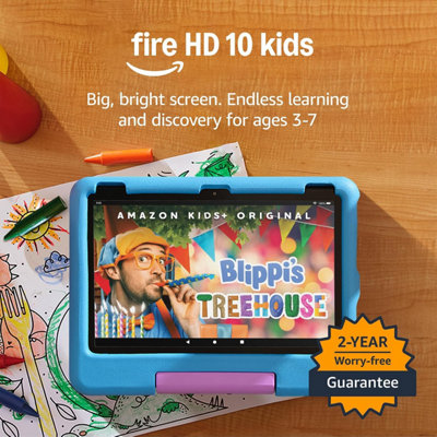 Fire HD 10 Kids tablet (newest gen) ages 3 - 7, includes ads-free books ...