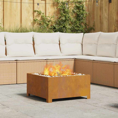 FIRE PIT BROWN 60 X 60 X 30 CM WEATHERING STEEL