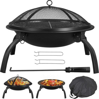 Fire Pit Portable Folding Fire Pits with Cooking & Grill, Iron Fire ...