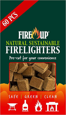 FIRE UP Natural Sustainable Firelighters Pack of 60