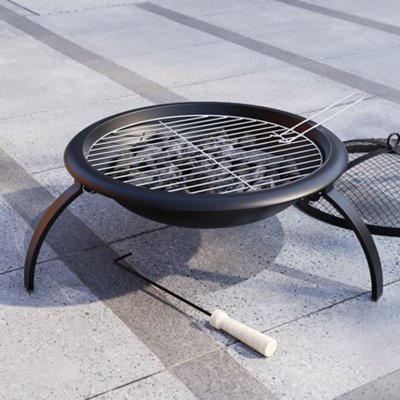 Fire Vida Black Folding Round Steel Fire Pit Outdoor