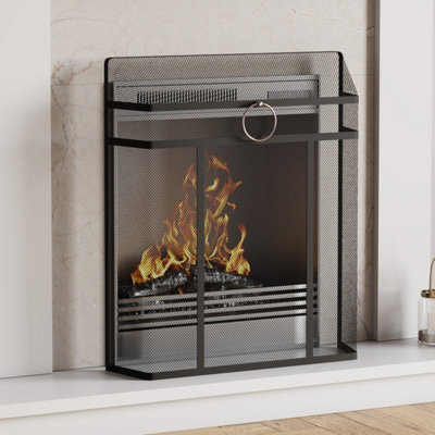 Fire Vida Octon Black Fire Guard Chrome Ring 28 Inch Fireplace Cover
