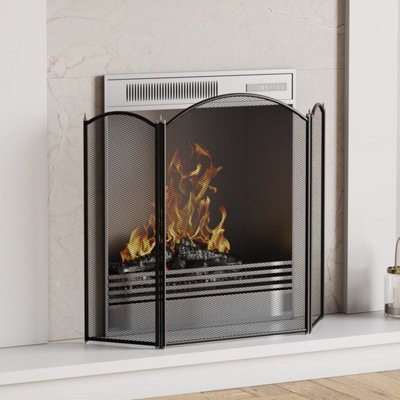 Fire Vida Selby 3 Panel Black Fire Guard Fireplace Cover