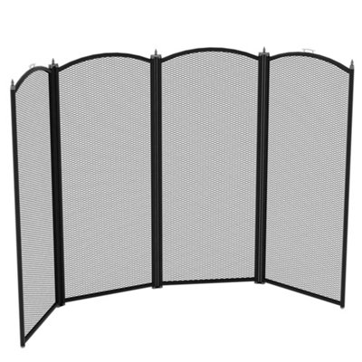 Fire Vida Stanton Black 4 Panel Fire Guard Fireplace Cover