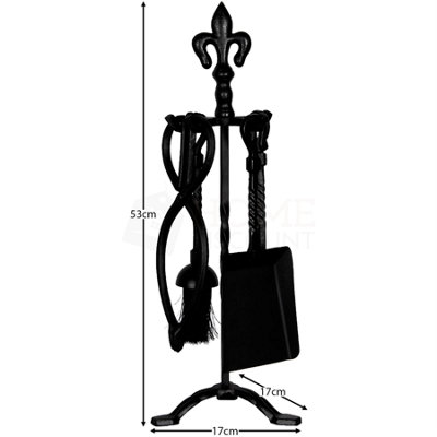 FIRE113 Fleur De Lys Black Metal Fireplace Companion Set with Poker ...
