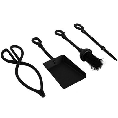 FIRE113 Fleur De Lys Black Metal Fireplace Companion Set with Poker ...