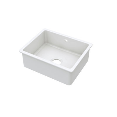 Fireclay Single Bowl Square Undermount Kitchen Sink, Central Waste ...