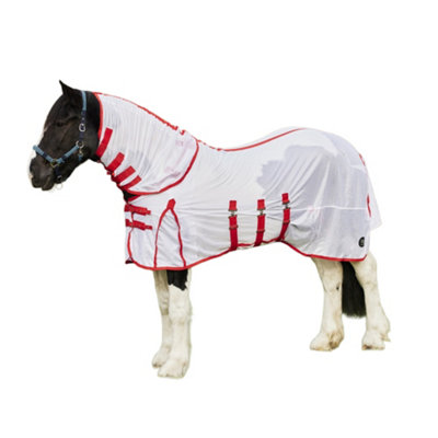Firefoot achable Neck Horse Fly Rug White/Red (4 9")