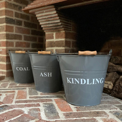 Fireside Bucket Collection Ash, Coal And Kindling in French Grey | DIY ...