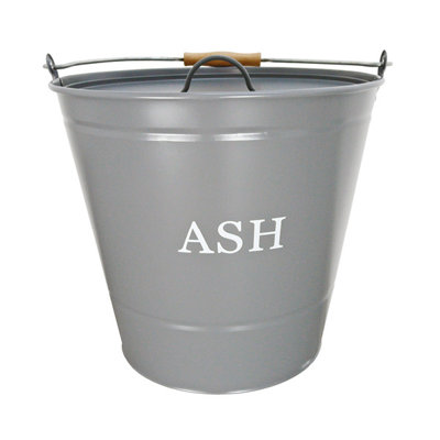 Fireside Powder Coated Steel Grey w/ Lid Wooden Grip Fireplace ...