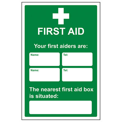 First Aid/First Aiders/Location Sign - Adhesive Vinyl - 400x600mm (x3)