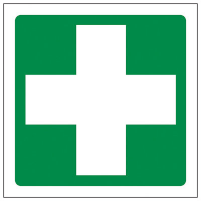 First Aid Logo Health Safety Sign - Adhesive Vinyl - 200x200mm (x3)