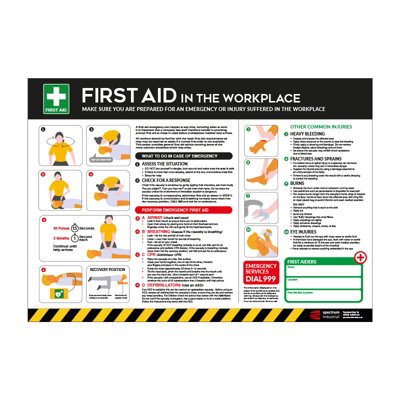 First Aid Safety Poster Emergency Response Guide A2 Scuff Resistant PVC