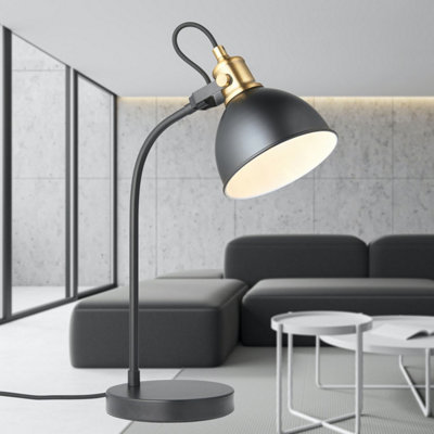 First Choice Lighting Acrobat Matt Black & Gold Adjustable Task Lamp
