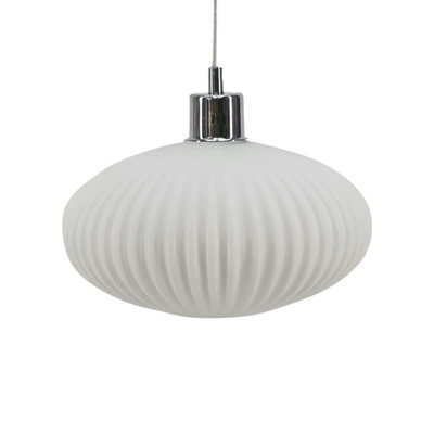 First Choice Lighting Baton White Ribbed Glass Easy Fit Pendant Shade