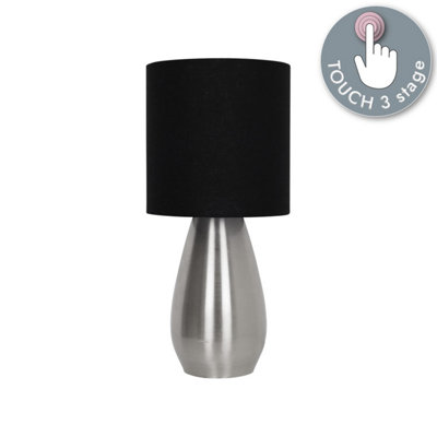 First Choice Lighting Bullet Satin Nickel Touch Table Lamp with Black ...