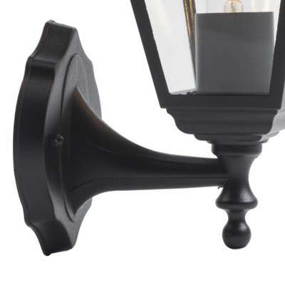 First Choice Lighting Cambridge Black with Clear Glass Four Sided ...