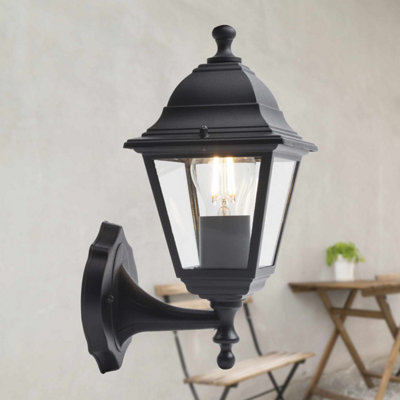 First Choice Lighting Cambridge Black with Clear Glass Four Sided ...