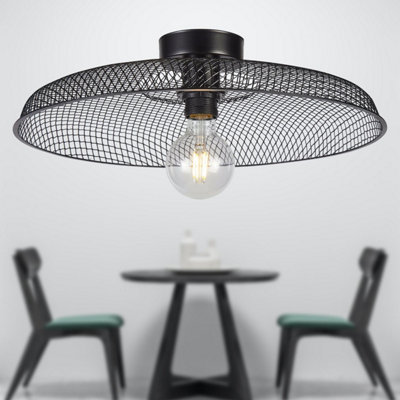 First Choice Lighting Cassidy Large Black Mesh Ceiling Flush Light