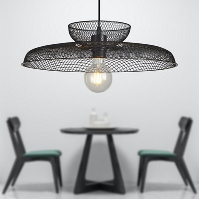First Choice Lighting Cassidy Two Tier Black Mesh Ceiling Pendant Light
