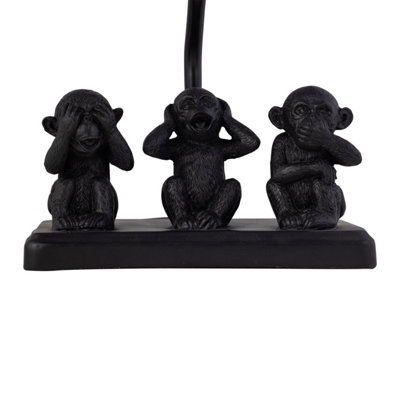 First Choice Lighting Cheeky Three Monkeys Table Lamp With White Fabric ...