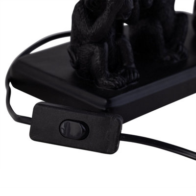 First Choice Lighting Cheeky Three Monkeys Table Lamp With White Fabric ...