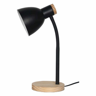 First Choice Lighting Clark Black Wood Task Table Lamp | DIY at B&Q