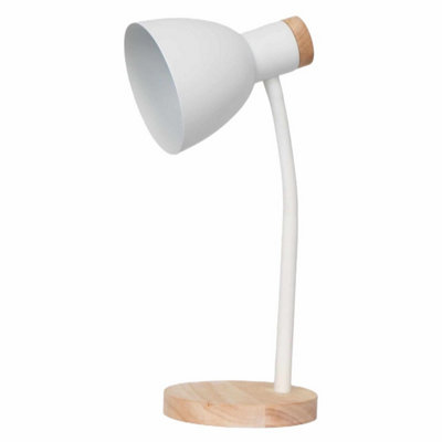 First Choice Lighting Clark White Wood Task Table Lamp | DIY at B&Q