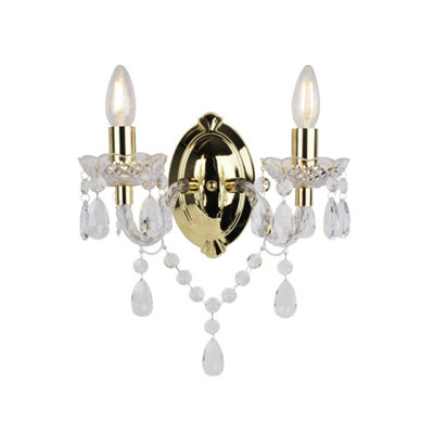 First Choice Lighting Clear Acrylic and Gold Marie Therese Style 2 x ...