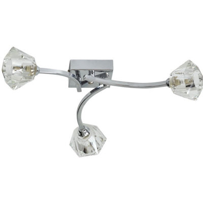 First Choice Lighting Constance Chrome Clear Cut Glass 3 Light Flush ...
