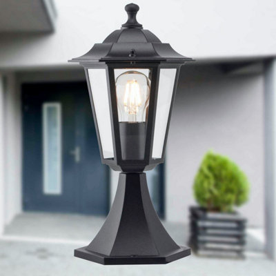 First Choice Lighting Eversham Black Six Sided IP44 Outdoor Post Light