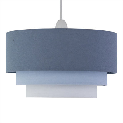 First Choice Lighting Gabi Blue Ombre Linen 3 Tier Ceiling Light Shade