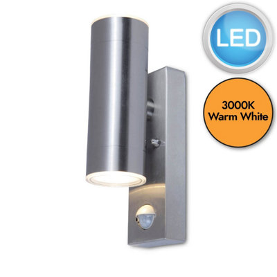 First Choice Lighting Grange Stainless Steel LED Outdoor Up Down Motion ...