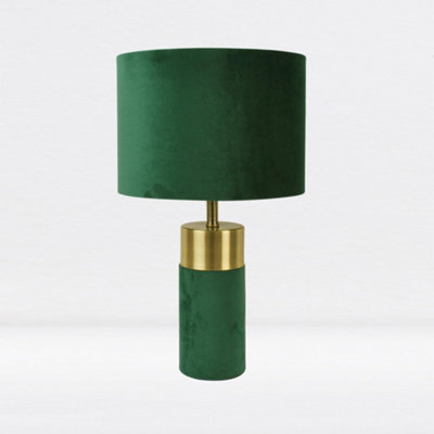 First Choice Lighting Green Velvet Table Lamp