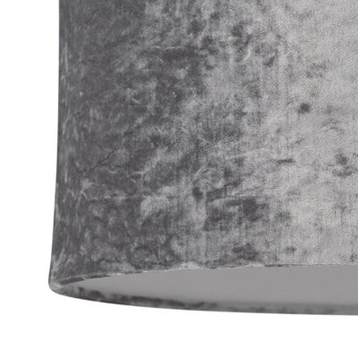 First Choice Lighting Grey Crushed Velvet 15.5cm Table Lamp Shade
