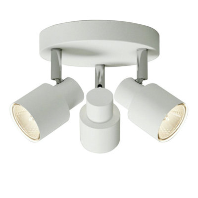 First Choice Lighting Irwin White 3 Light IP44 Bathroom Round Spotlight ...