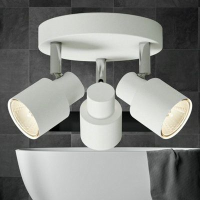 First Choice Lighting Irwin White 3 Light IP44 Bathroom Round Spotlight ...