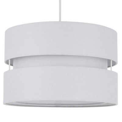 First Choice Lighting Light Grey Layered Easy Fit Drum Light Shade