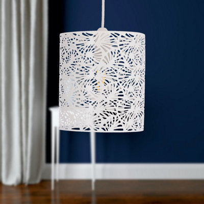 First Choice Lighting Maui White Cut Out Metal Leaf Pendant Light Shade