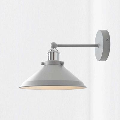 First Choice Lighting Maxwell Flint Grey Chrome Wall Light