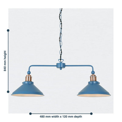 First Choice Lighting Maxwell Mirage Blue Brushed Copper 2 Light Bar ...
