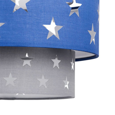 First Choice Lighting Navy Blue and Grey Star Two Tier Light Shade