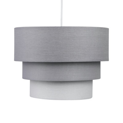 First Choice Lighting Pair of Grey Ombre 3 Tier Ceiling Light Shades
