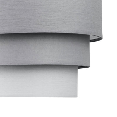 First Choice Lighting Pair of Grey Ombre 3 Tier Ceiling Light Shades