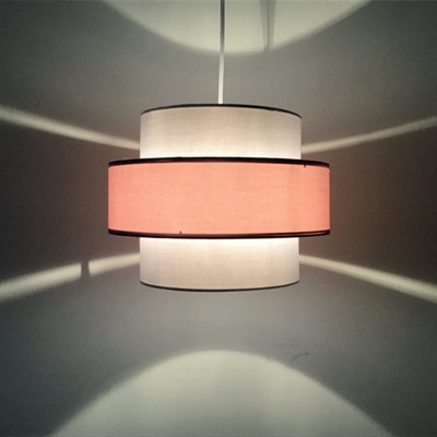 First Choice Lighting Pair of Pink and Grey Two Tier Light Shades