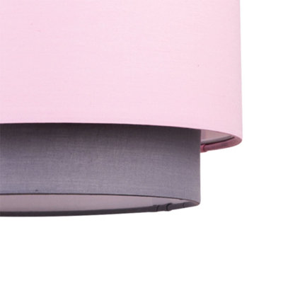First Choice Lighting Pair of Pink & Grey 2 Tier Light Shades